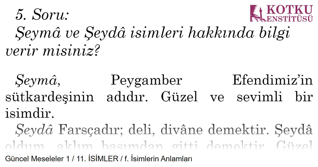 Şeymâ ve Şeydâ isimleri hakkında bilgi verir misiniz? Şeymâ ve Şeydâ isimleri hakkında bilgi verir misiniz?